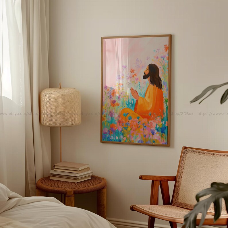 Modern Jesus Wall Art Colorful Bright Faith Painting Jesus Christ in ...
