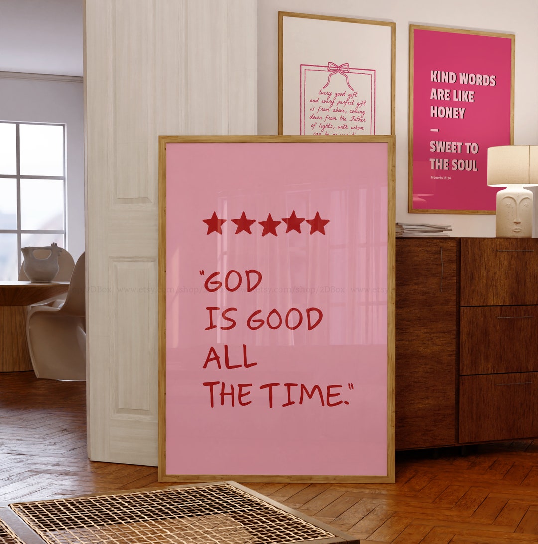 Christian Pink Art for Home Decor Minimalist Bible Verse Printable Wall ...