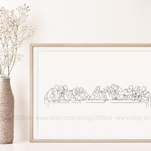 The Last Supper Line Art, Jesus Line Art, Christian Printable Wall Art ...