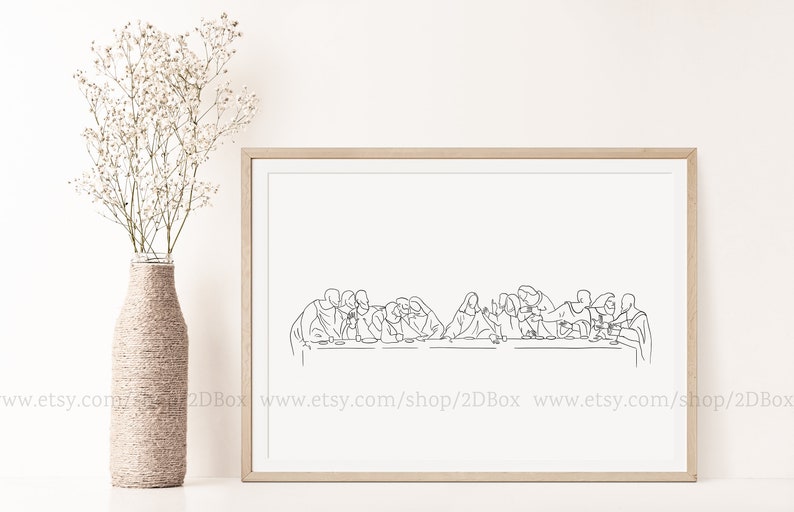 The Last Supper Line Art, Jesus Line Art, Christian Printable Wall Art ...