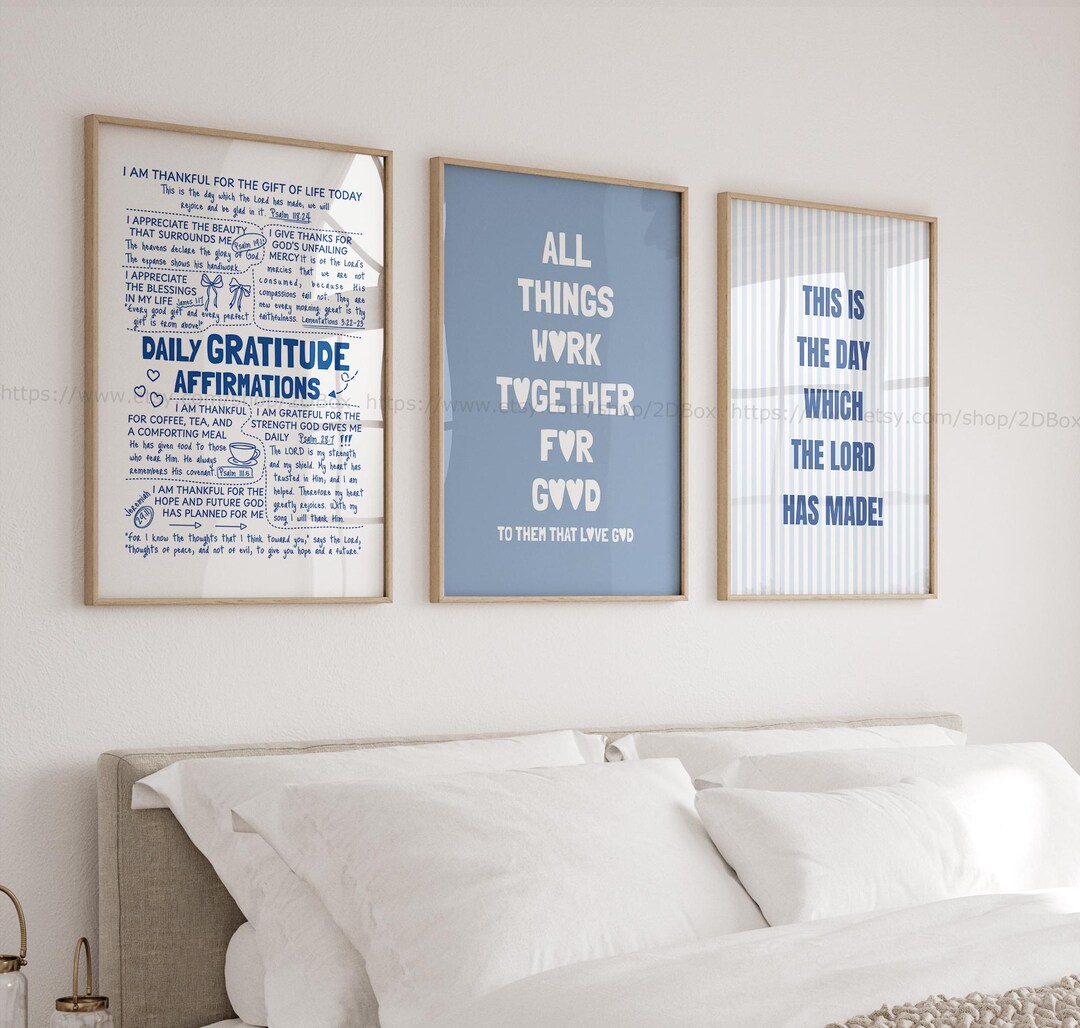 Daily Gratitude Bible Verse Wall Art Positivity Quote Christian ...