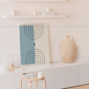 Blue Mid Century Christian Wall Art, Minimalist Christian Decor, Set of ...