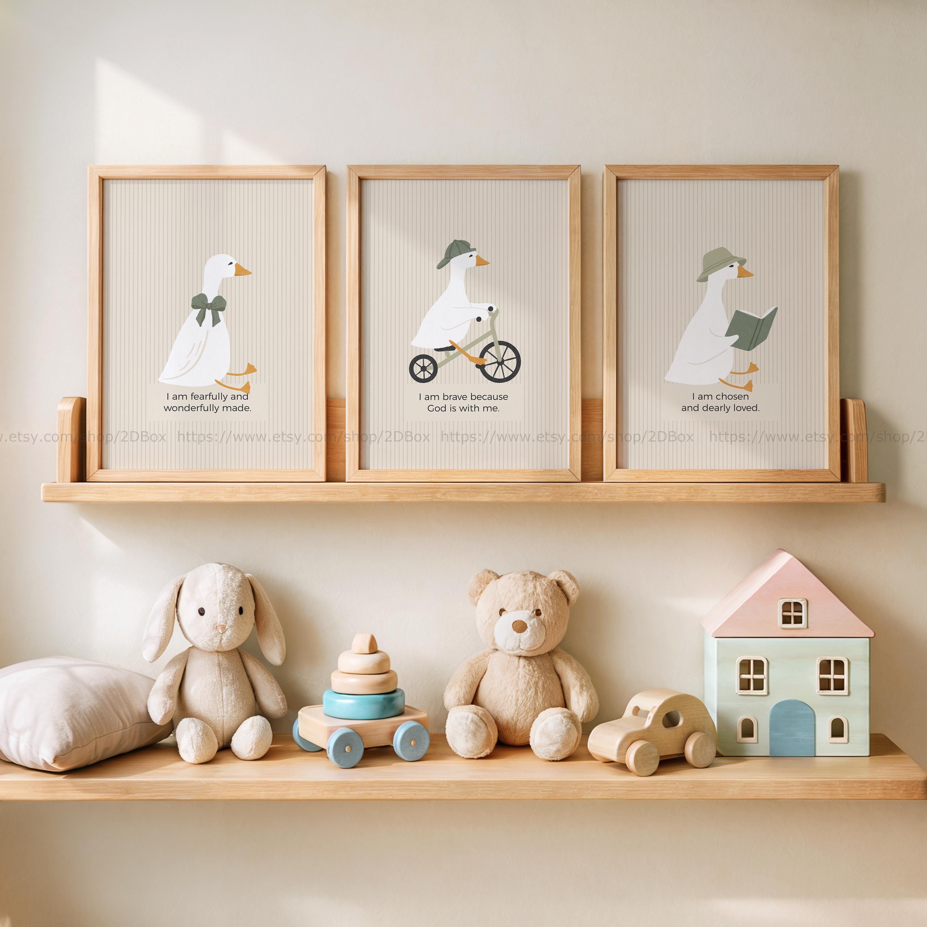 God is With Me Nursery Print Brave Goose With Bible Verse Encouraging ...