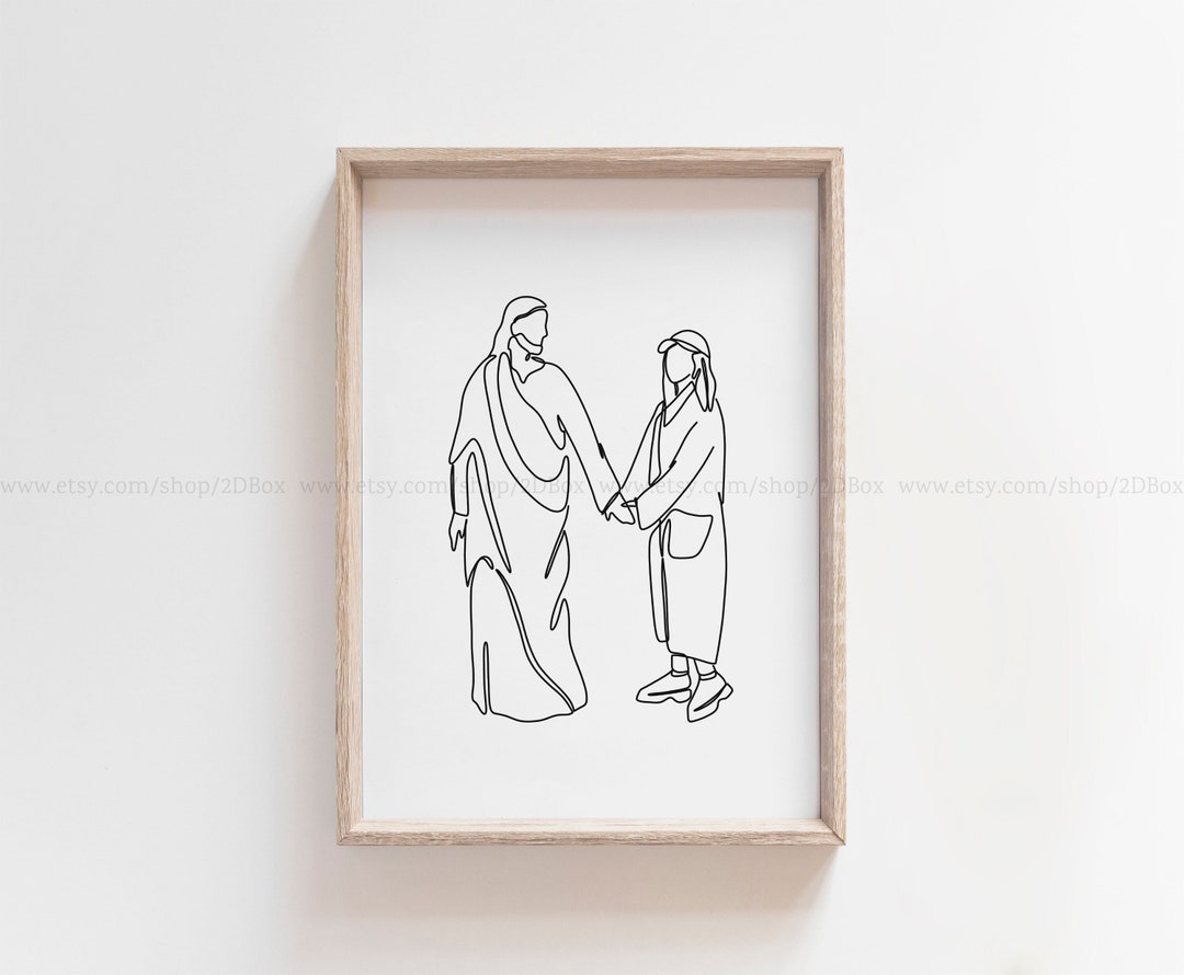 Jesus Art, Minimalist Modern Christ Art, Jesus Line Art, Christian Home ...