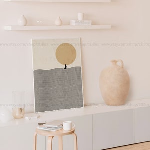 Yellow Mid Century Christian Wall Art, Minimalist Christian Decor, Set ...