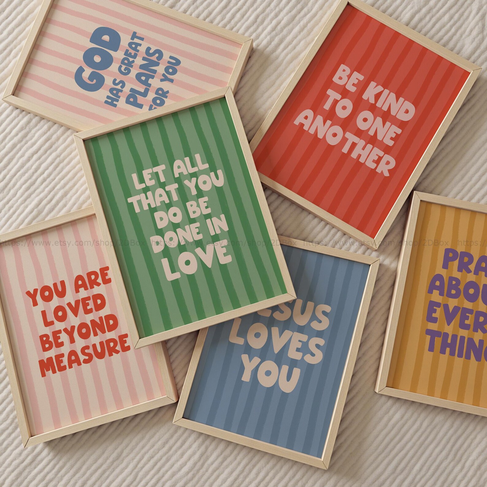 Kids Christian Wall Art Set Colorful Inspirational Bible Verse Posters ...