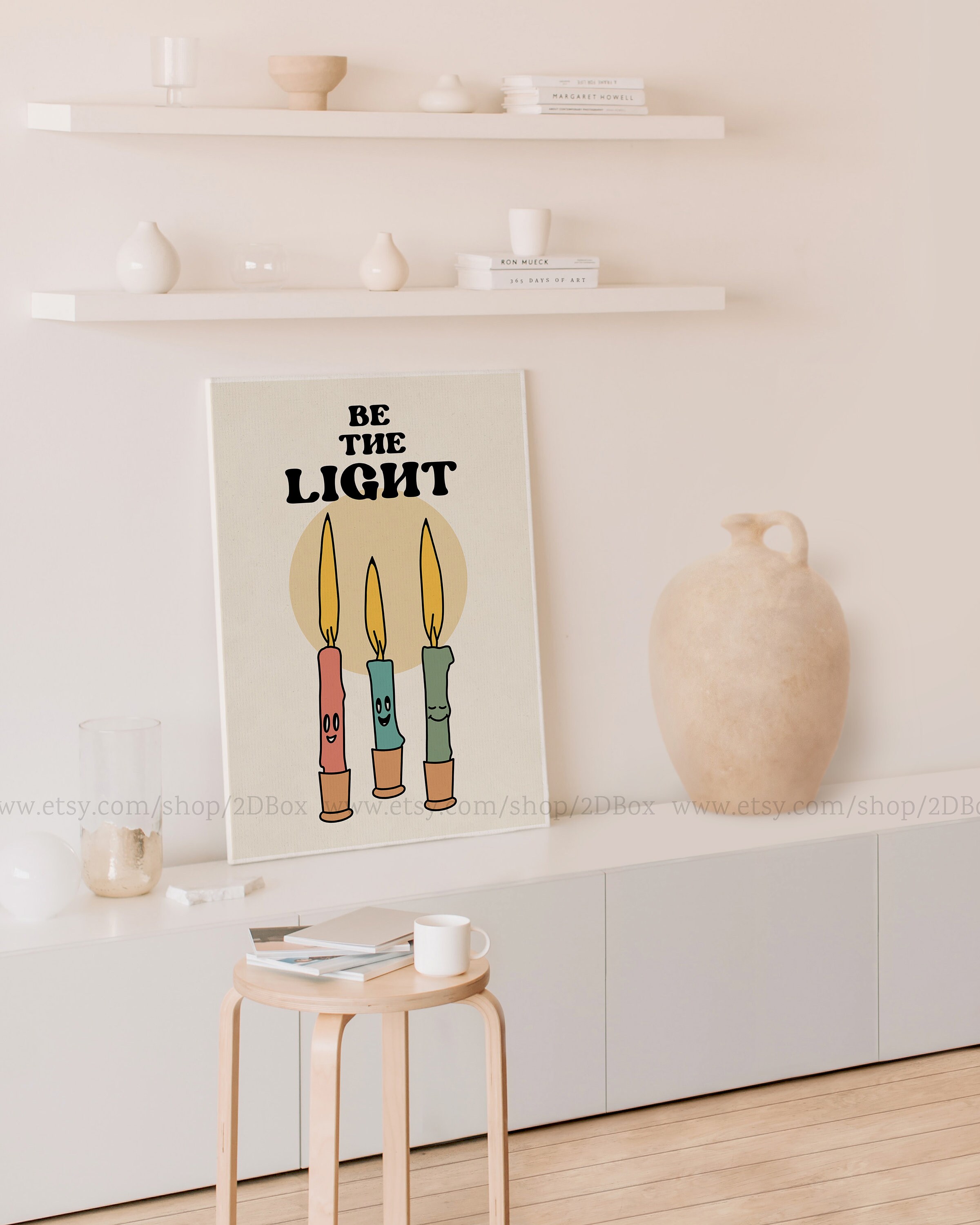 Be the Light Poster, Encouraging Aesthetic Room Decor, Retro Christian ...