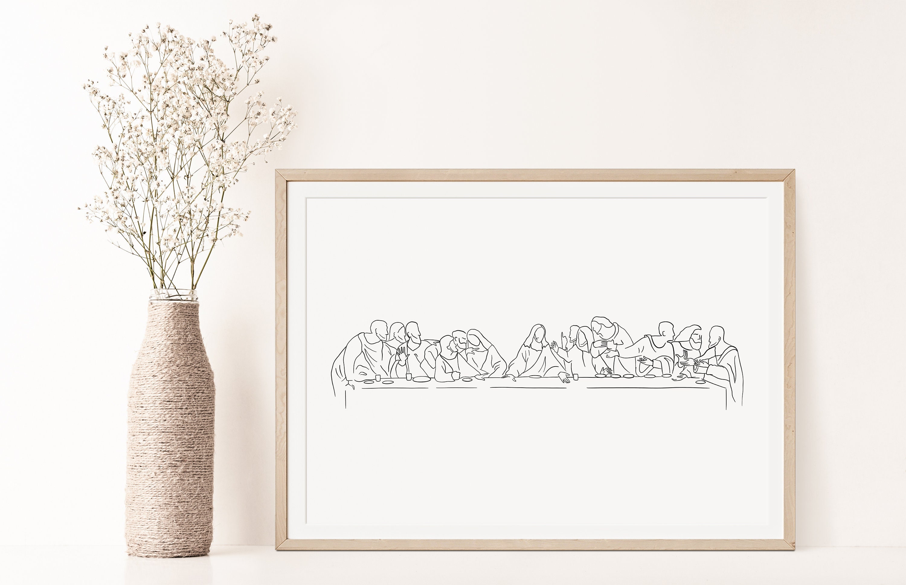 The Last Supper Line Art Jesus Line Art Christian Printable | Etsy