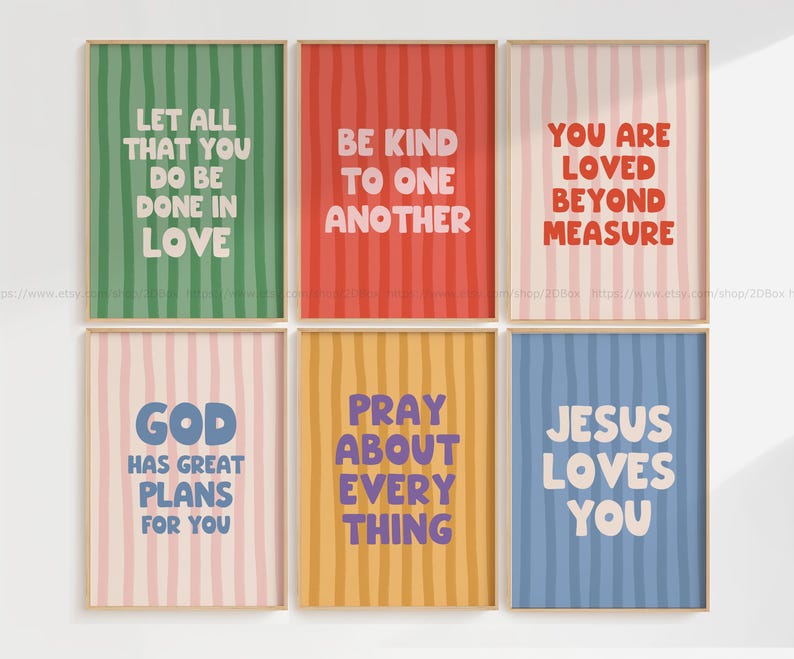 Kids Christian Wall Art Set Colorful Inspirational Bible Verse Posters ...