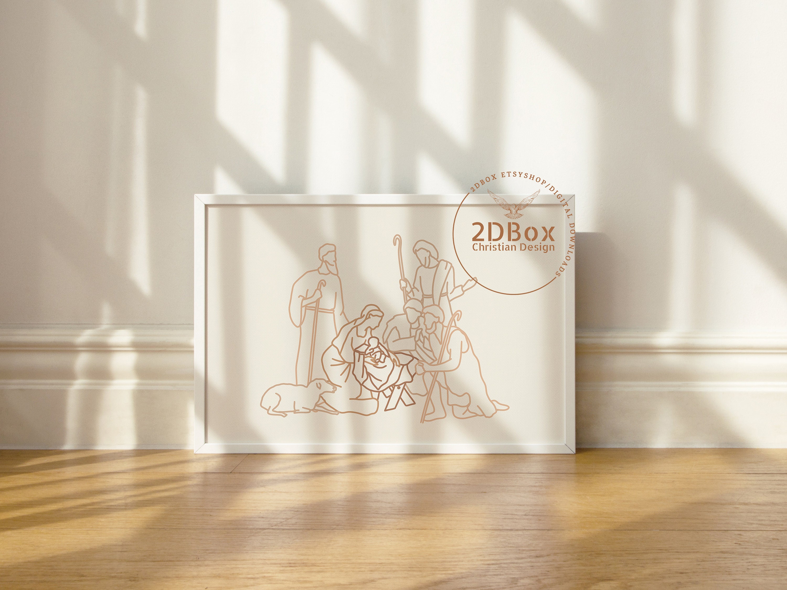 Nativity Scene Print Minimalist Christian Line Art Earthy - Etsy