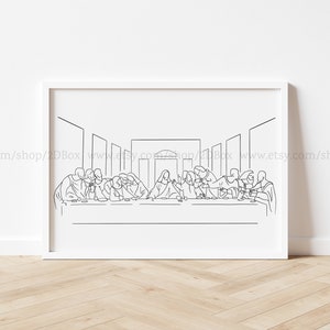 The Last Supper Line Art, Jesus Line Art, Christian Printable Wall Art ...