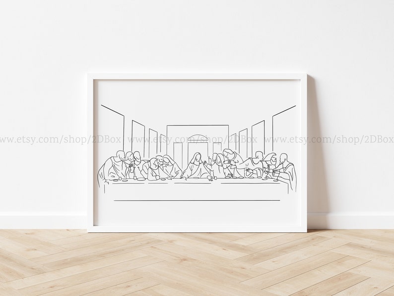 The Last Supper Line Art, Jesus Line Art, Christian Printable Wall Art ...