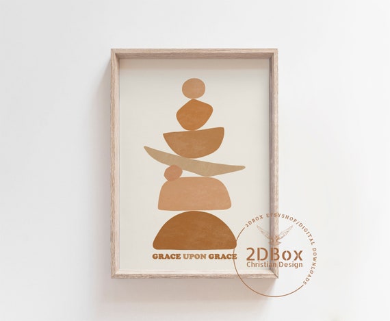 Grace Upon Grace Printable Art Midcentury Christian Wall Art - Etsy