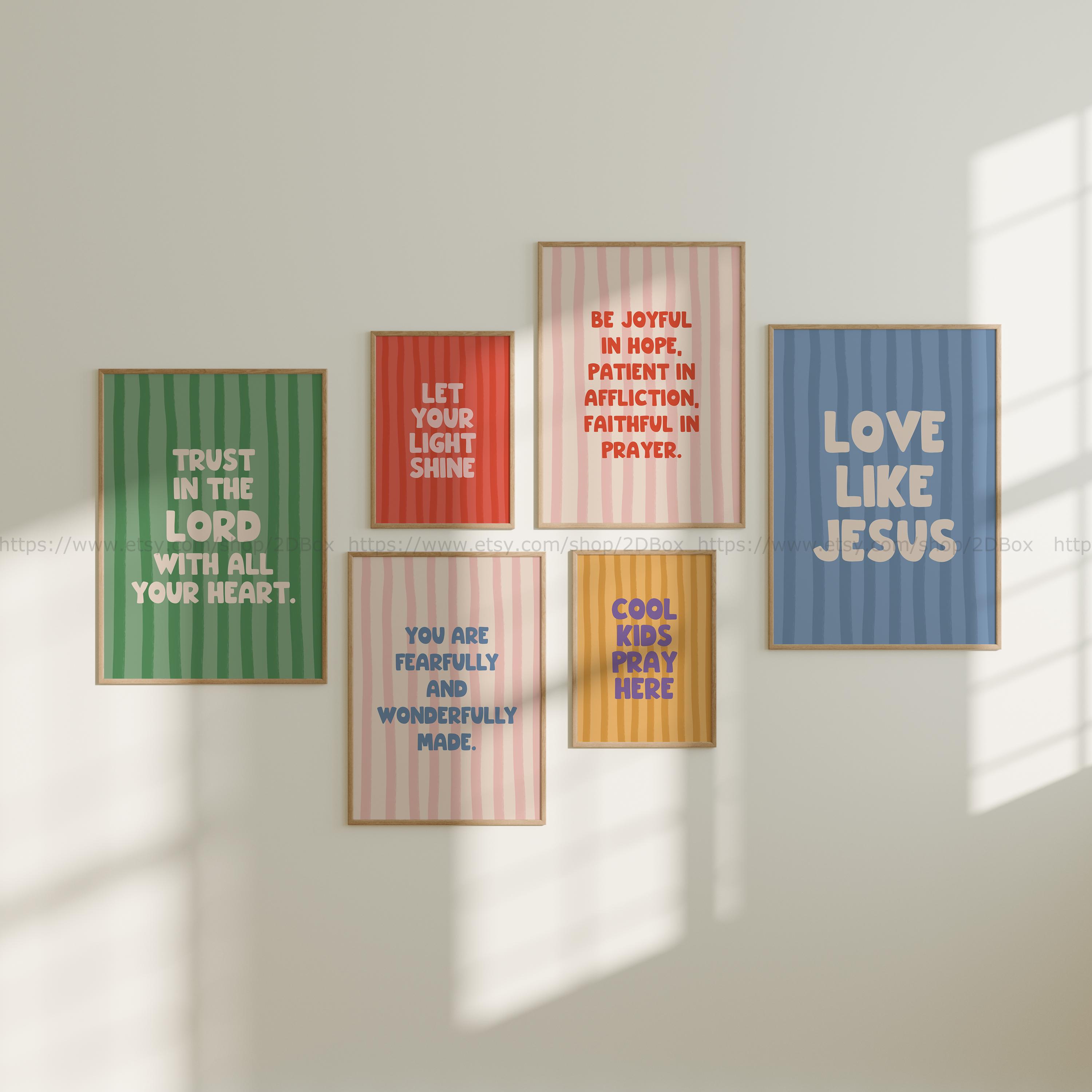 Colorful Christian Playroom Decor Cute Bible Verse Prints for Kids ...