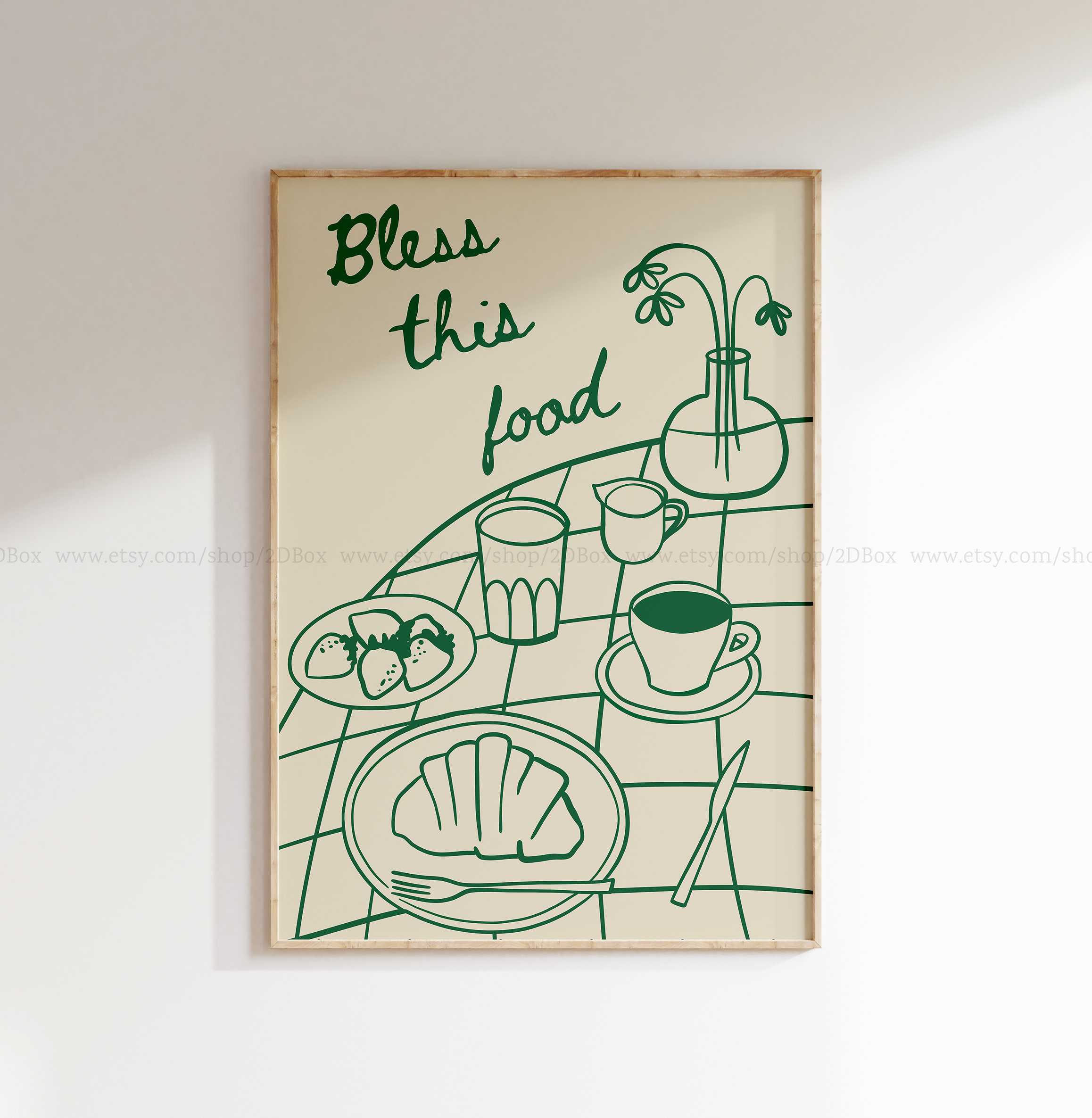 Christian Breakfast Print, Bless This Food, Christian Art Print for ...