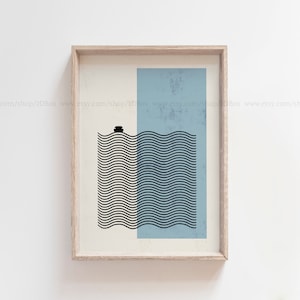 Blue Mid Century Christian Wall Art, Minimalist Christian Decor, Set of ...