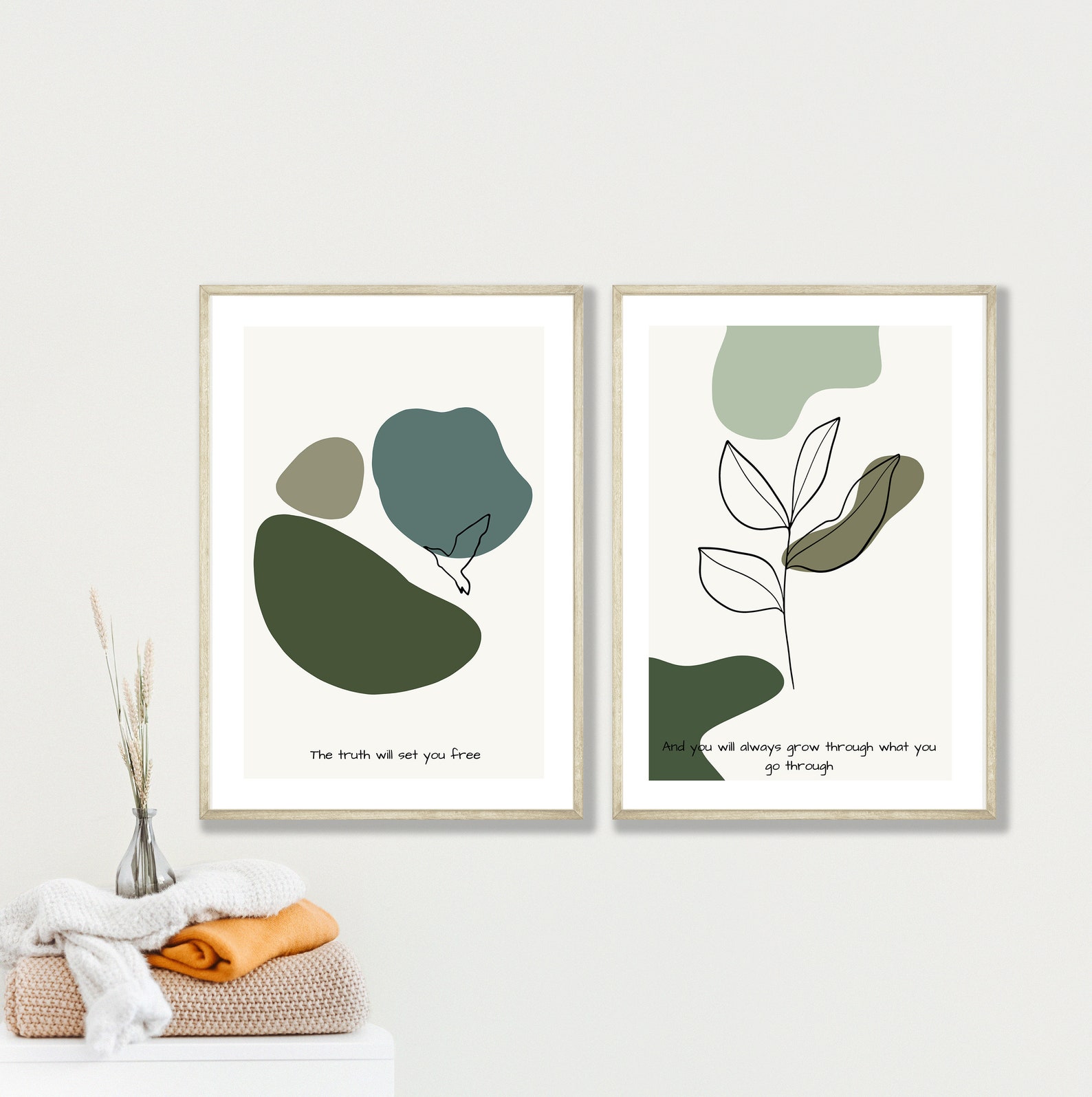 Modern Christian Decor Boho Scripture Wall Art Green | Etsy