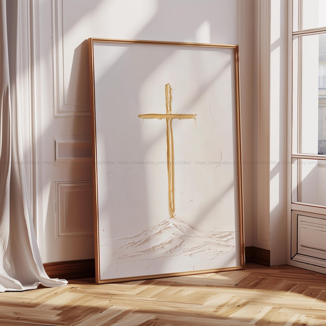Cross Wall Art Neutral Christian Decor Minimal Textured Modern Faith ...