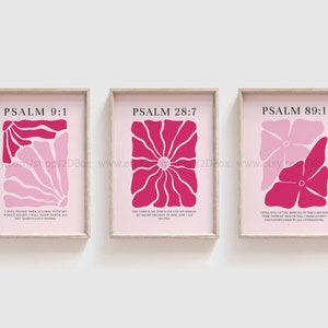 Psalms Collection, Set of 3 Pink Christian Prints, Soft Pink Christian ...