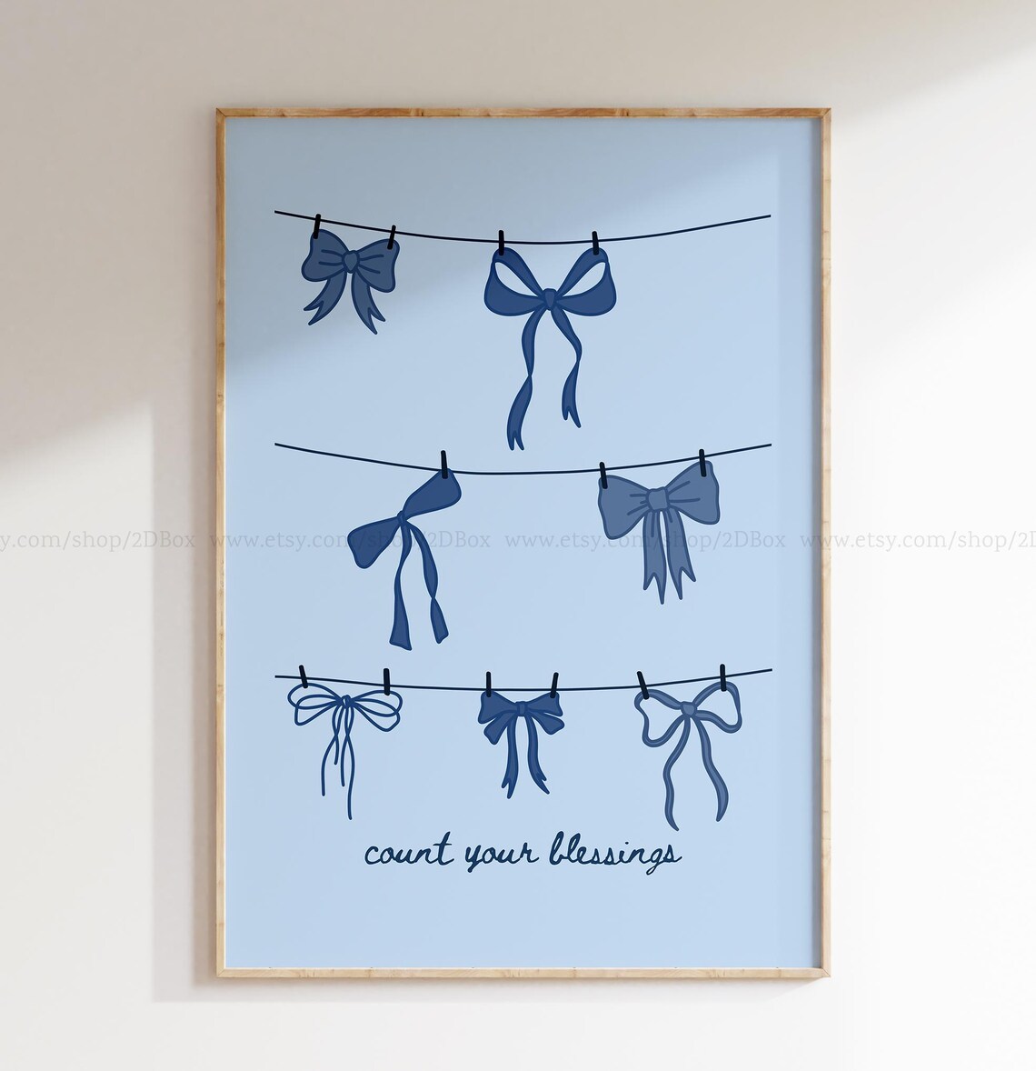 Light Blue Christian Blessings Posters Set of 3 Modern Christian Decor ...