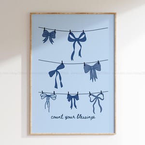 Light Blue Christian Blessings Posters Set of 3 Modern Christian Decor ...