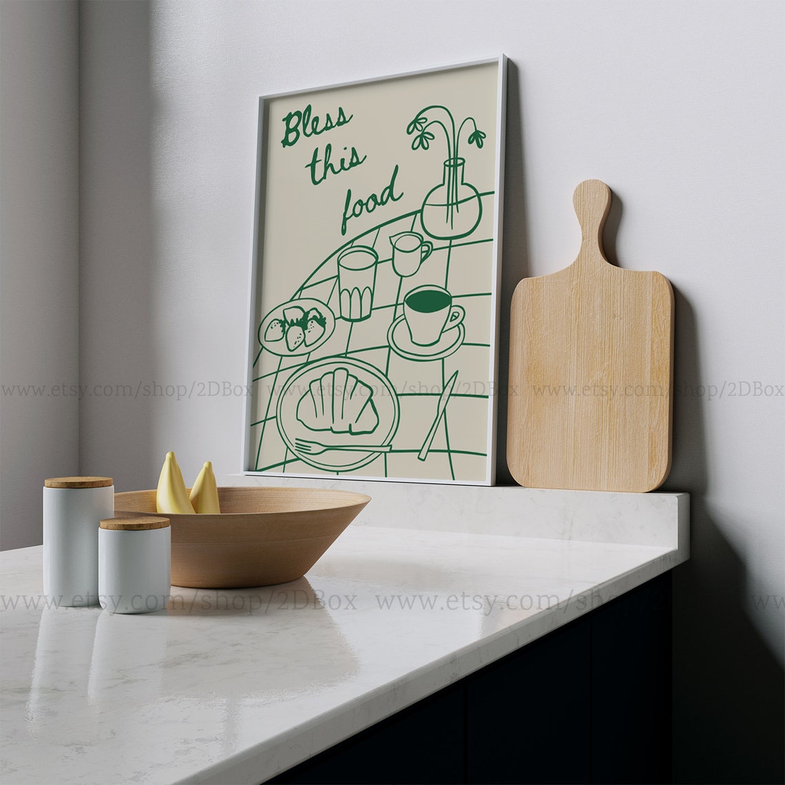 Christian Breakfast Print, Bless This Food, Christian Art Print for ...