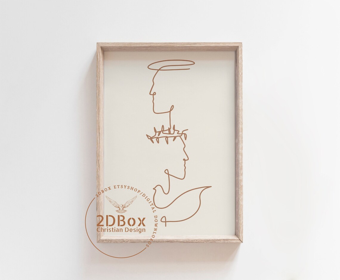 Beige Christian Wall Decor Holy Trinity Illustration Holy - Etsy