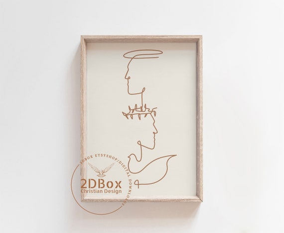 Beige Christian Wall Decor Holy Trinity Illustration Holy - Etsy