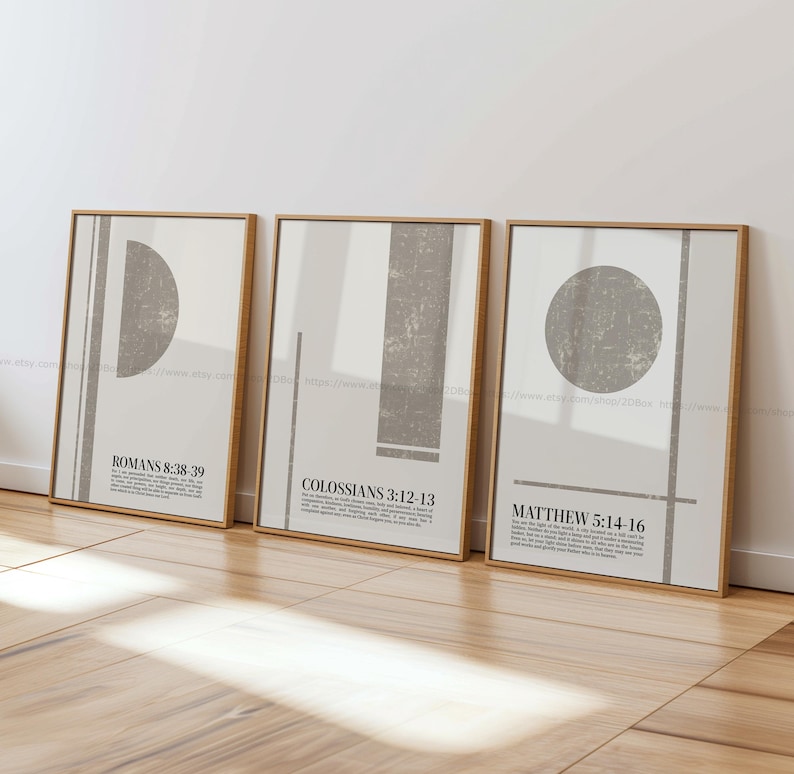 Set of 3 Biblical Neutral Gray Taupe Prints Minimalist Abstract ...