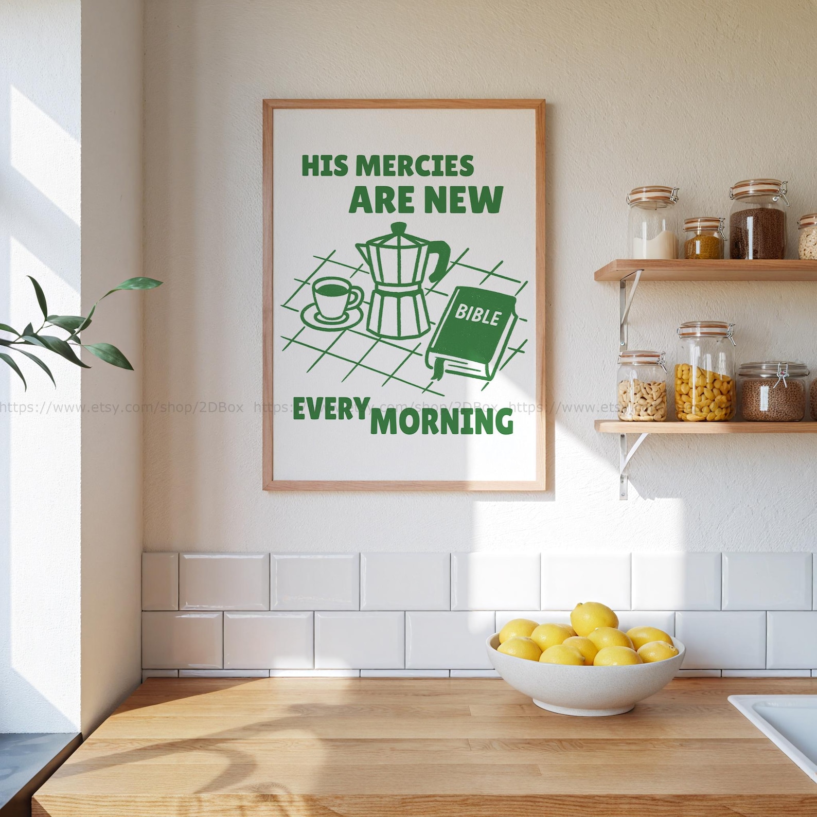 Jesus and Coffee Christian Kitchen Poster Modern Christian Wall Art ...