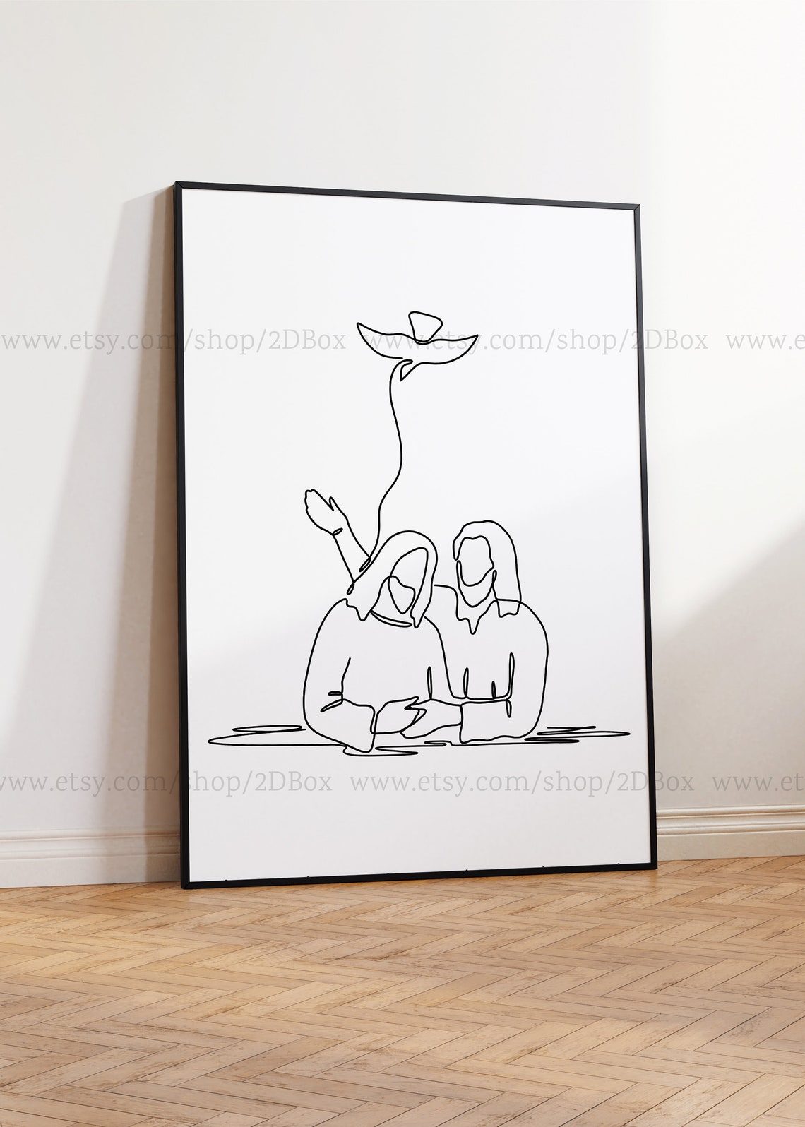 Jesus Christ Baptism Artwork Christian Line Art Minimalist - Etsy