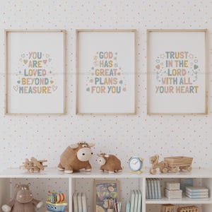 Christian Playroom Decor Set of 3 Cottagecore Children Bible Verse Wall ...