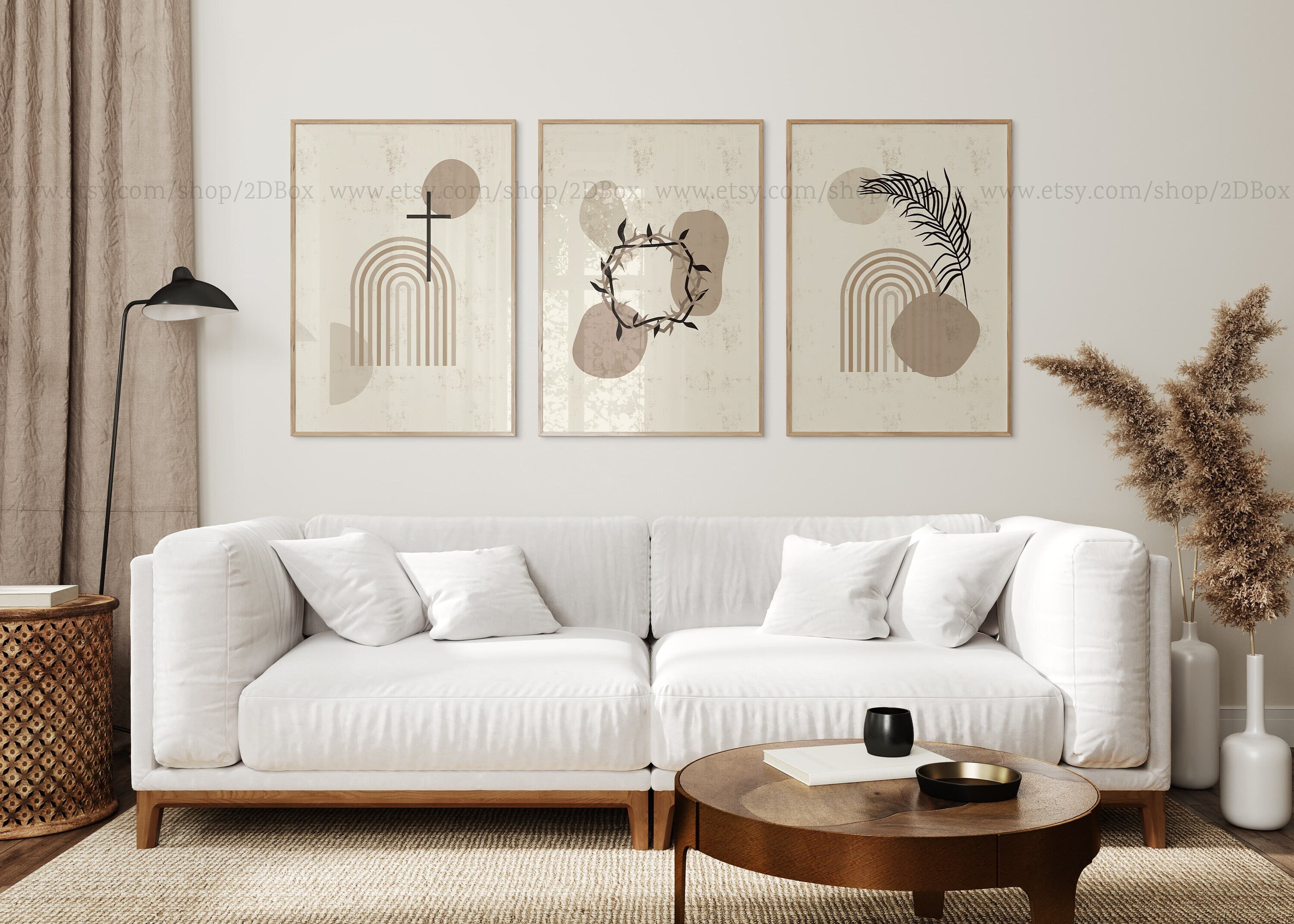 Set of 3 Neutral Christian Prints, Boho Christian Wall Art, Abstract ...