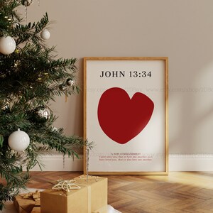 Love One Another, John 13:34 Print, Red Christian Printable Art, Red ...