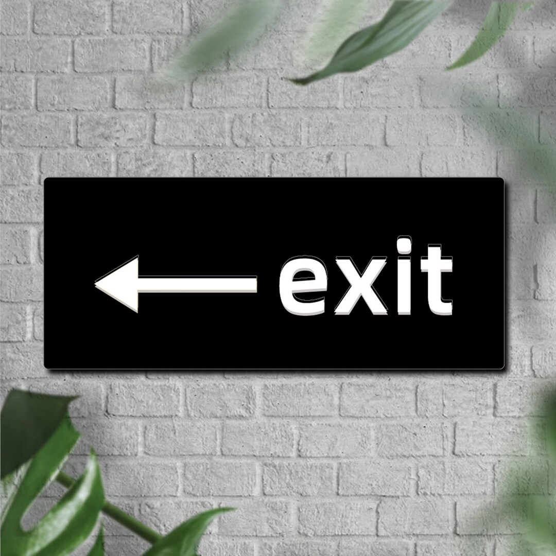 Exit Sign for Door Acrylic Modern Wall Plaque Horizontal - Etsy