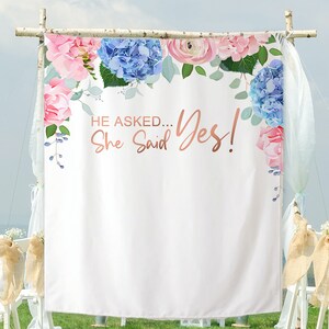 He Asked She Said Yes Backdropengagement Backdropcustom - Etsy