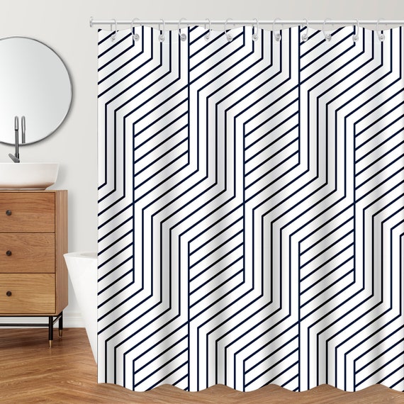Black And White Stripes Shower Curtain Bathroom Shower Curtain Etsy