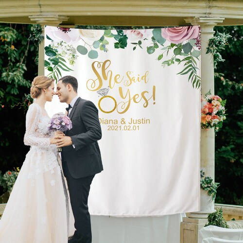 Engagement Party Photo Booth Backdrop She Said YES Custom - Etsy