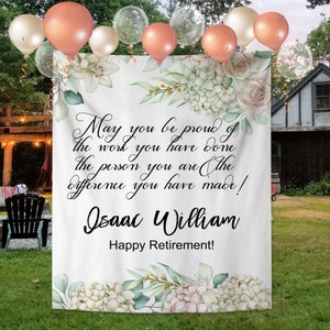 Happy Retirement Backdrop Banner Floral Retirement Sign - Etsy