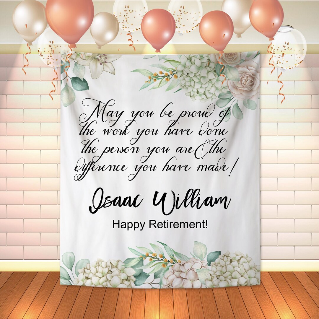 Happy Retirement Backdrop Banner Floral Retirement Sign - Etsy