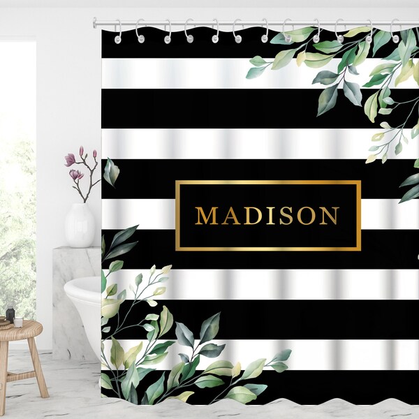 Monogrammed Shower Curtain Etsy