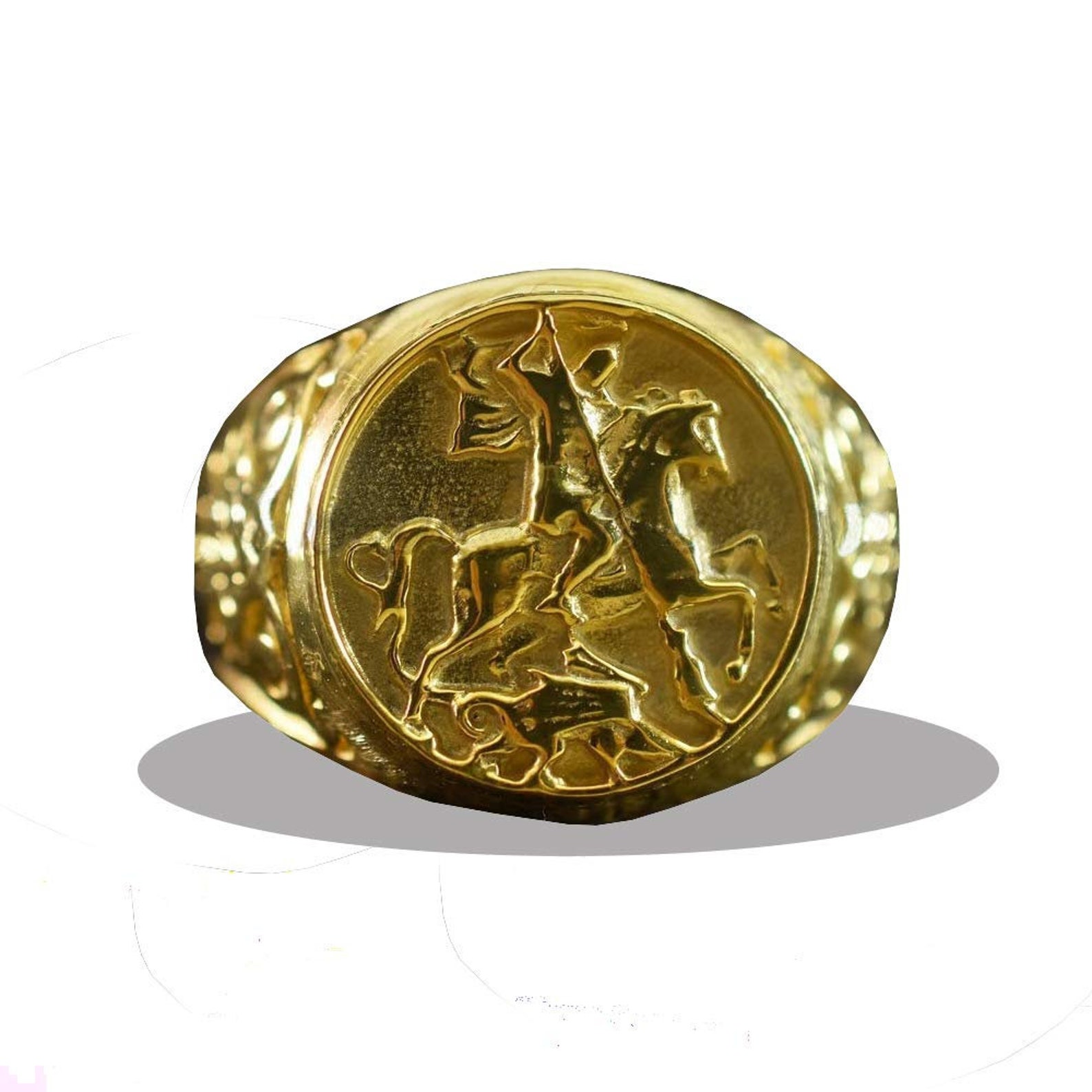 Yellow Gold Sovereign Ring Mans Gold Ring 925 Sterling Silver | Etsy