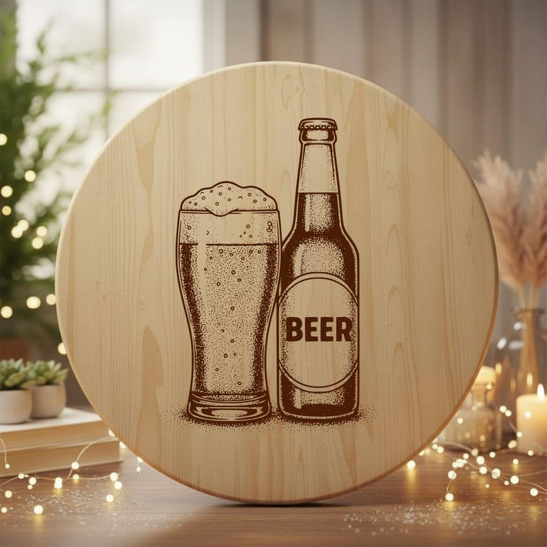 Beer Pint SVG Laser Engraving File for Bar Cutting Board SVG Design ...
