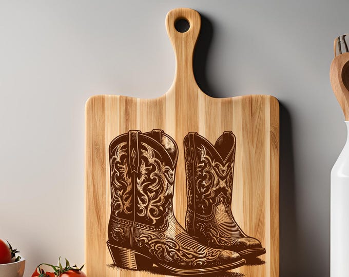 Laser Engrave File, Cowboy Boots Svg, Country DIY Signs Cutting Boards ...