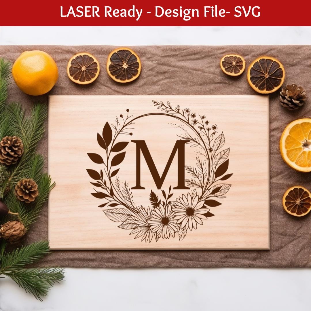 Monogrammed Charcuterie Board SVG, Laser Engraving Files for Cutting ...