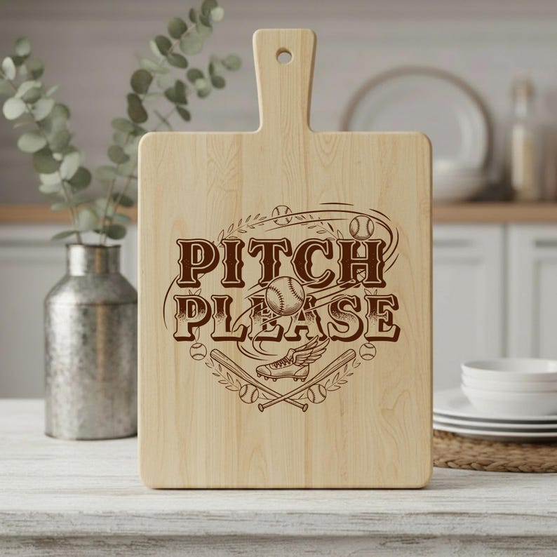 Baseball SVG Laser File Vector Engraving Design for Cutting Board ...