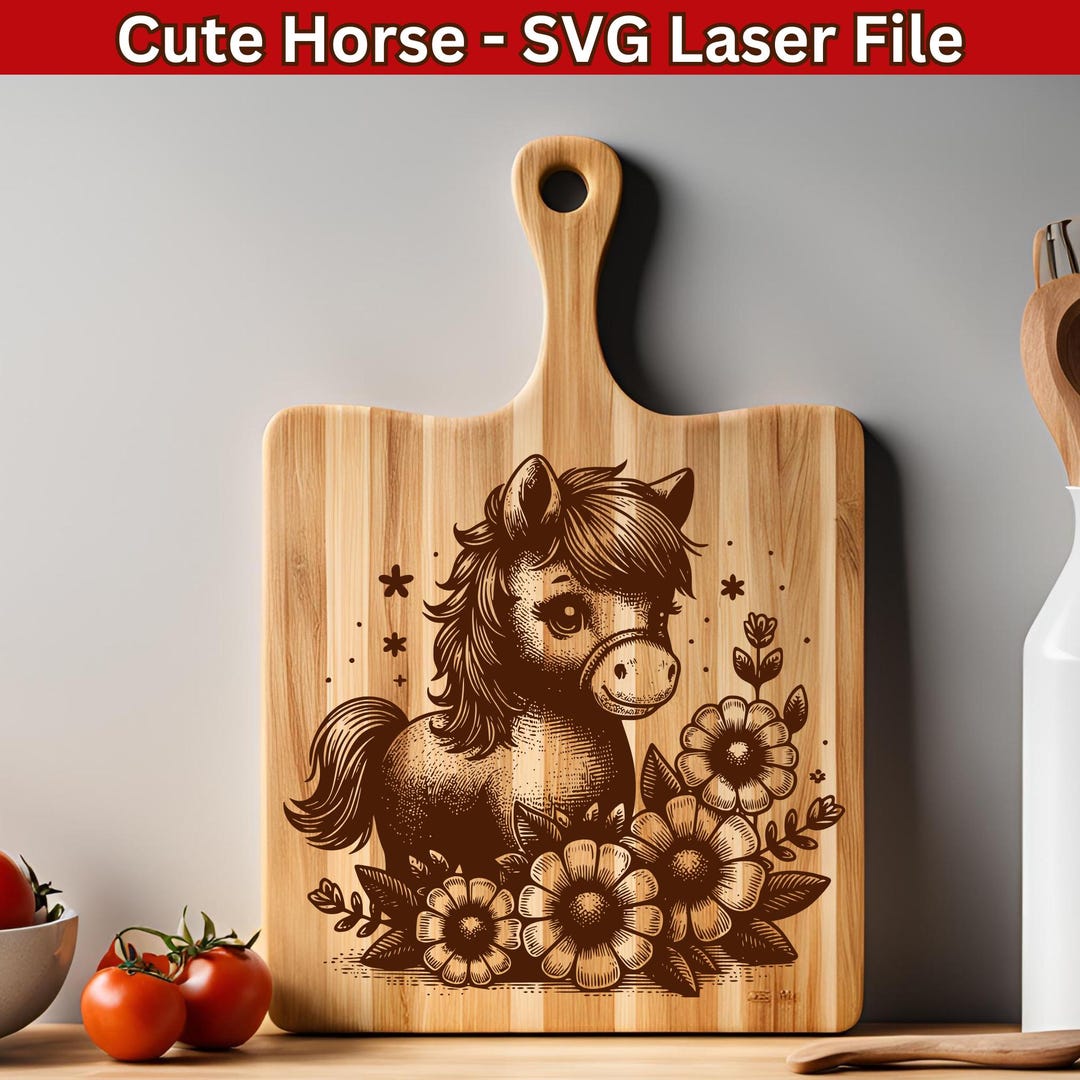 Horse SVG Laser File for Charcuterie & Cutting Board SVG Engraving ...