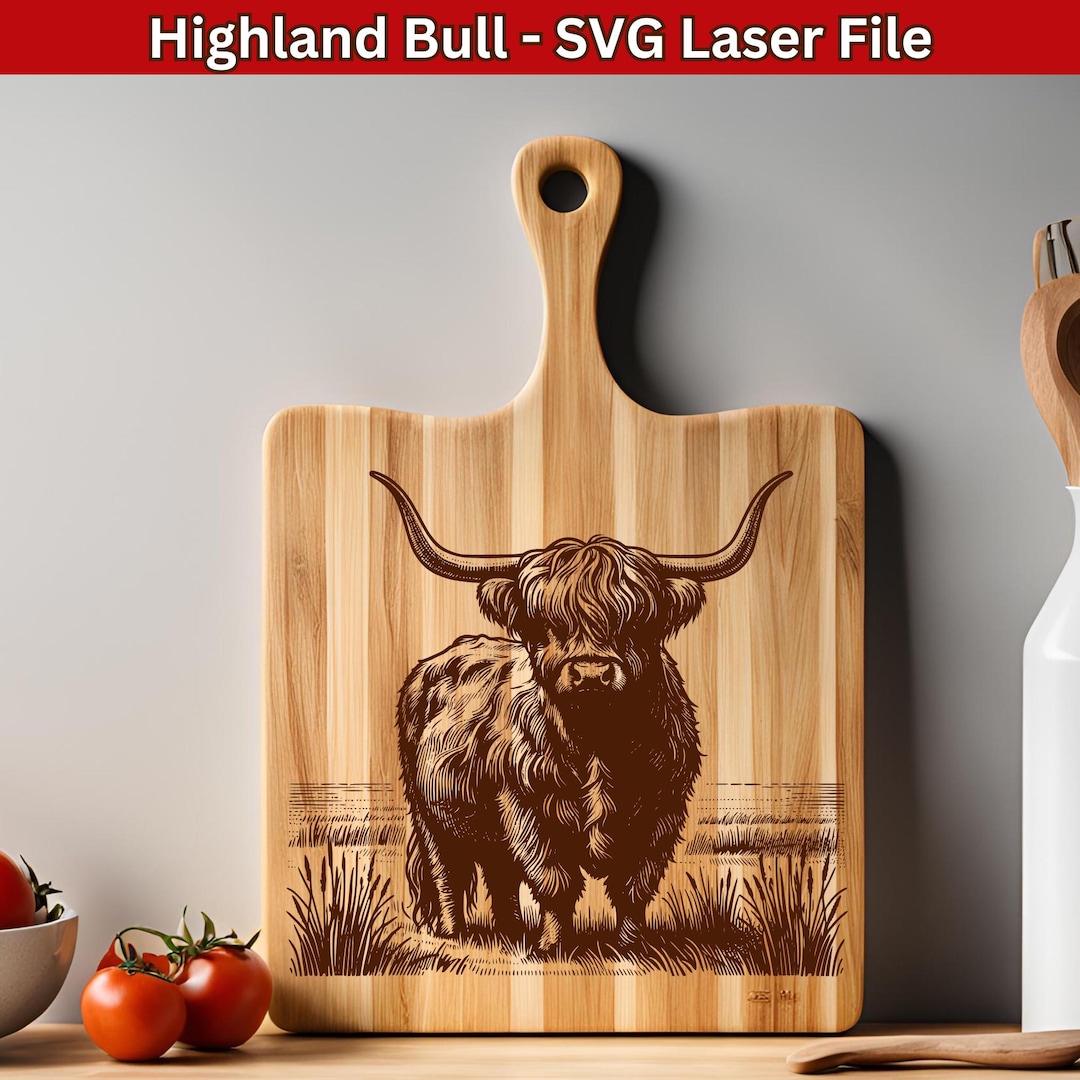 Highland Cow SVG Laser Files, Highlander Svg Laser File, Cutting Board ...