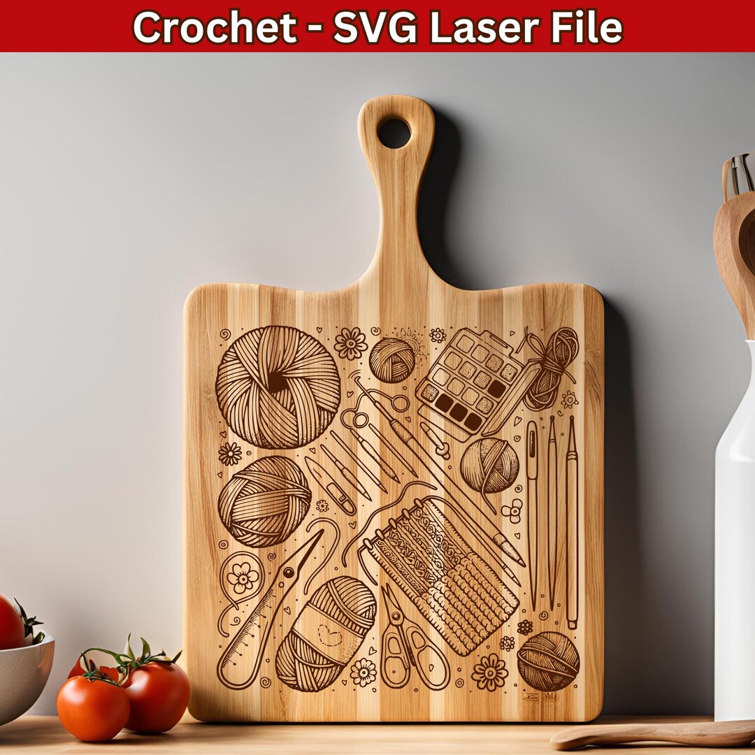 Crochet SVG Laser File for Cutting Board Engraving Design, Crochet ...