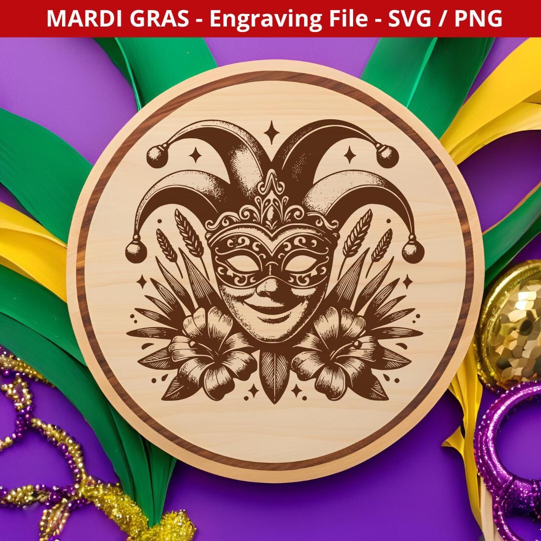 Mardi Gras SVG PNG Laser Engraving Files for Cutting Board Coasters and ...